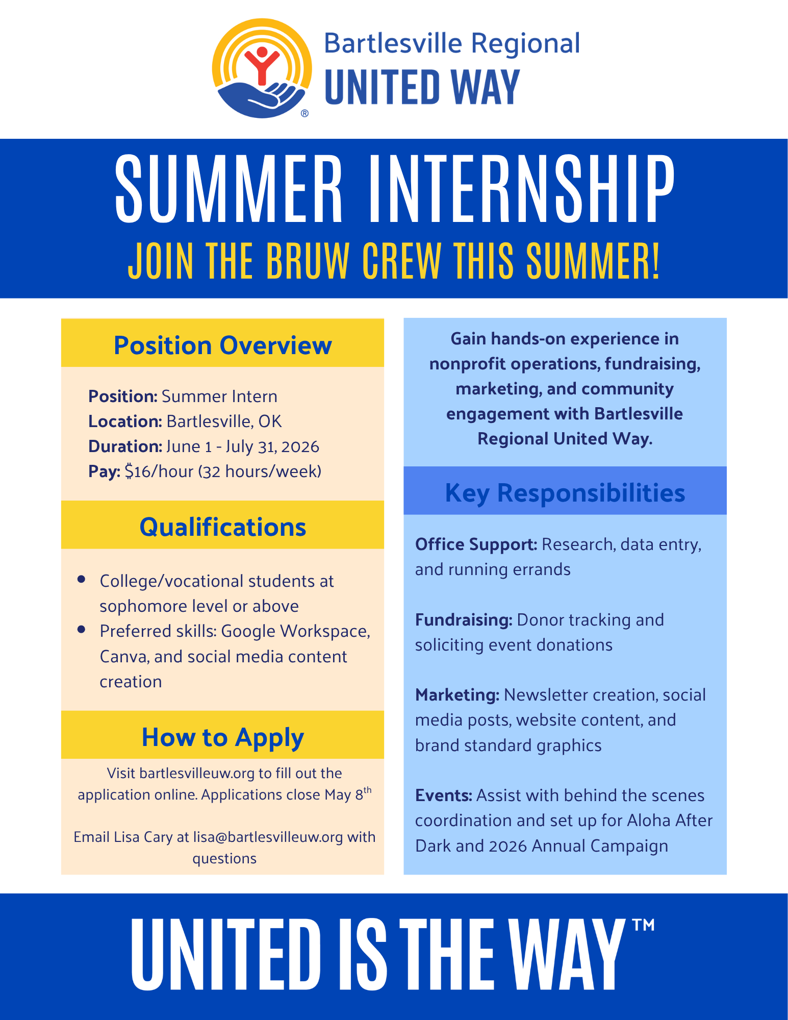 Apply for a paid summer internship at BRUW! - Bartlesville Regional ...